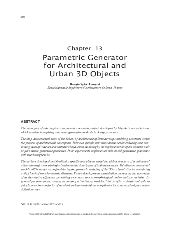 (PDF) Parametric Generator for Architectural and Urban 3D Objects