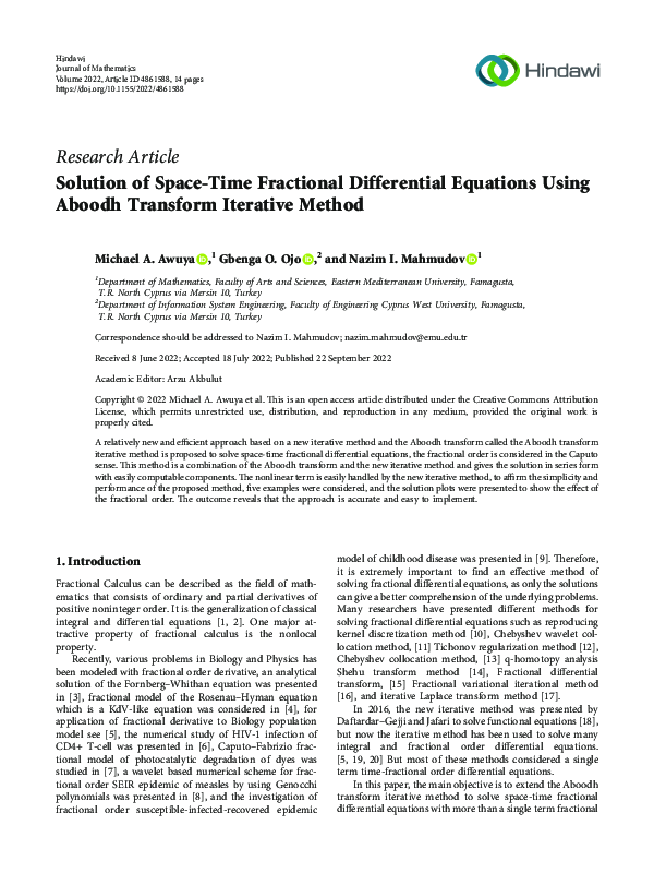 (PDF) Solution of Space-Time Fractional Differential Equations Using ...