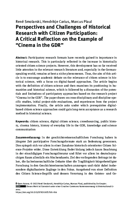 (PDF) Perspectives and Challenges of Historical Research with Citizen ...