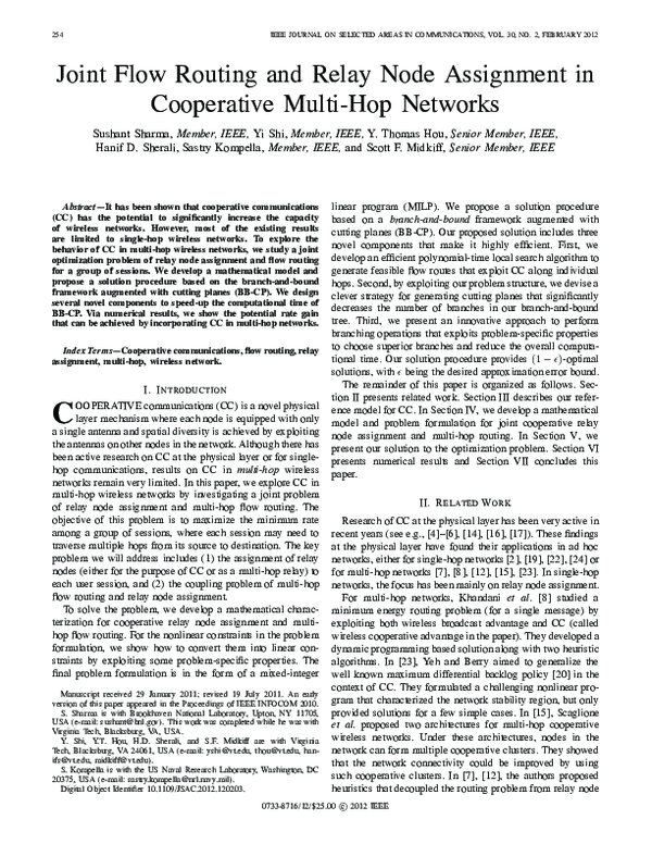 Pdf Joint Flow Routing And Relay Node Assignment In Cooperative Multi