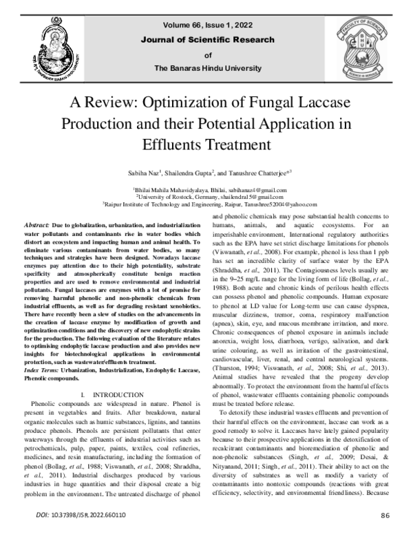 (PDF) A Review: Optimization of Fungal Laccase Production and their Potential Application in ...