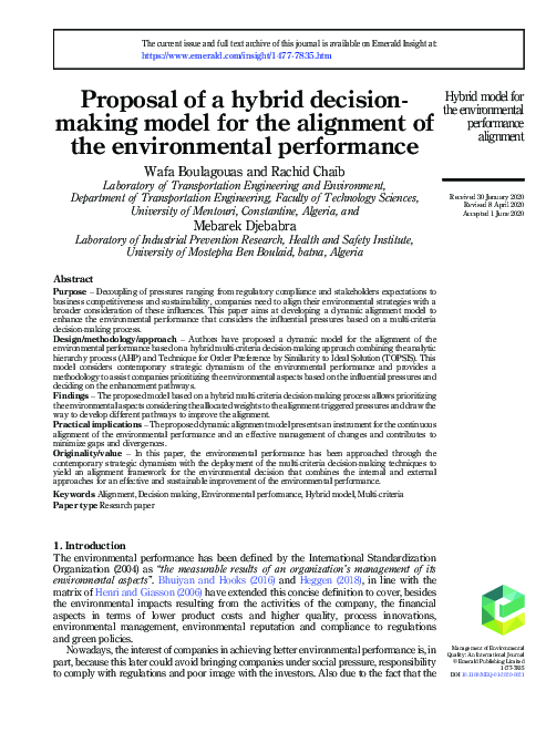 (PDF) Proposal of a hybrid decision-making model for the alignment of ...