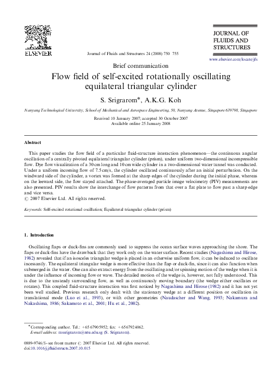 (PDF) Flow field of self-excited rotationally oscillating equilateral ...