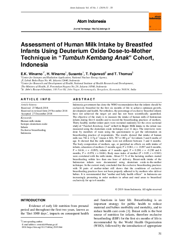 (PDF) Assessment of Human Milk Intake by Breastfed Infants Using ...