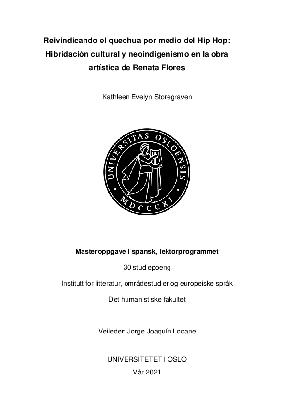 (PDF) Reivindicando el quechua por medio del Hip Hop: Hibridación ...