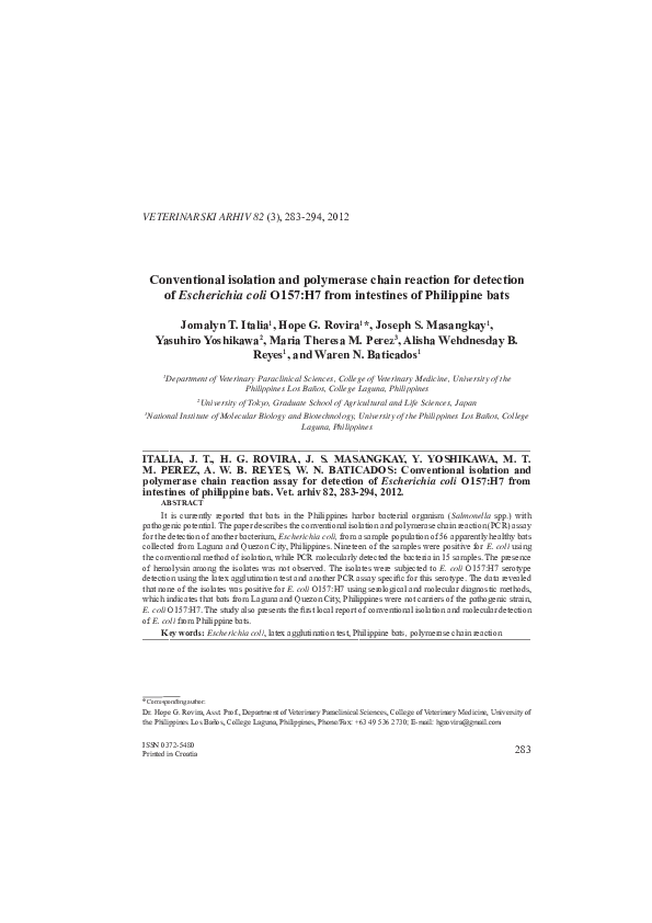 Pdf Conventional Isolation And Polymerase Chain Reaction For Detection Of Escherichia Coli