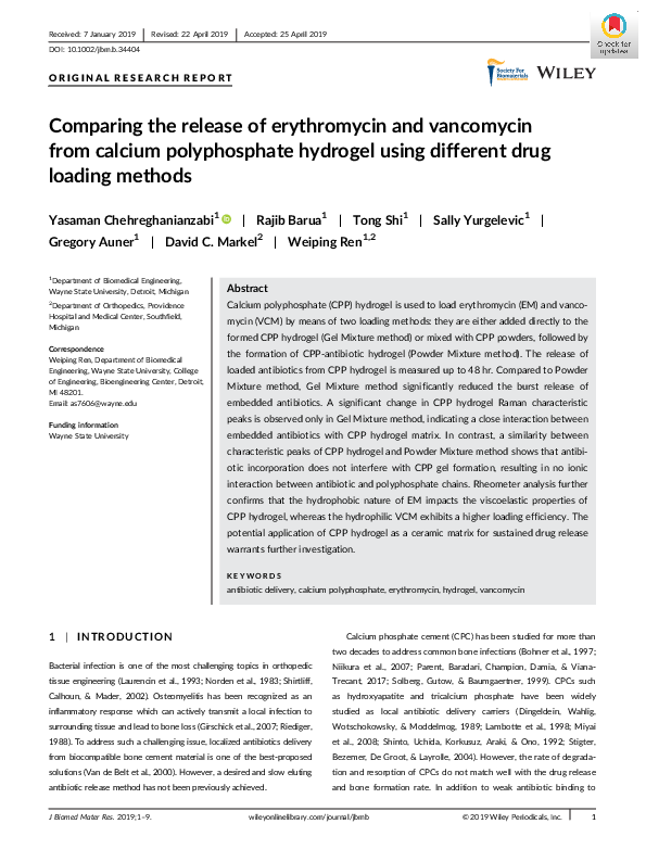 (PDF) Comparing the release of erythromycin and vancomycin from calcium ...