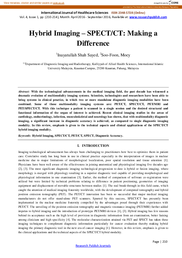 (PDF) Hybrid Imaging-SPECT/CT: making a difference