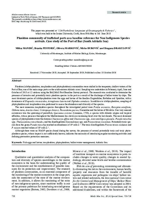 (PDF) Plankton community of trafficked ports as a baseline reference ...