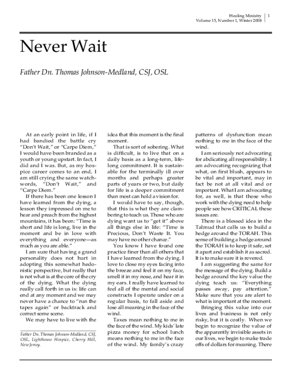 (PDF) Never Wait