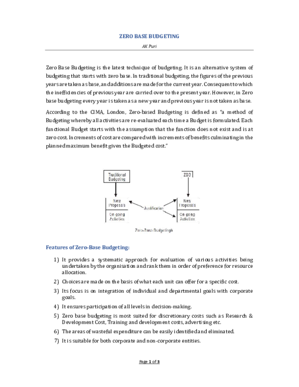 (PDF) Zero Base Budgeting