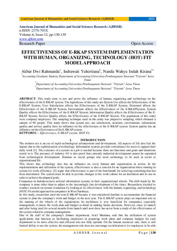 (PDF) EFFECTIVENESS OF E-RKAP SYSTEM IMPLEMENTATION WITH HUMAN ...