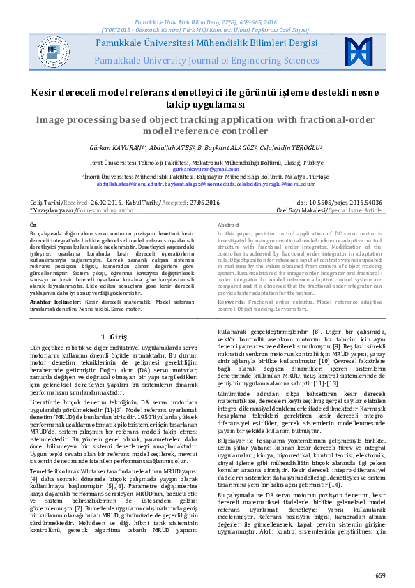 (PDF) Image processing based object tracking application with fractional-order model reference ...