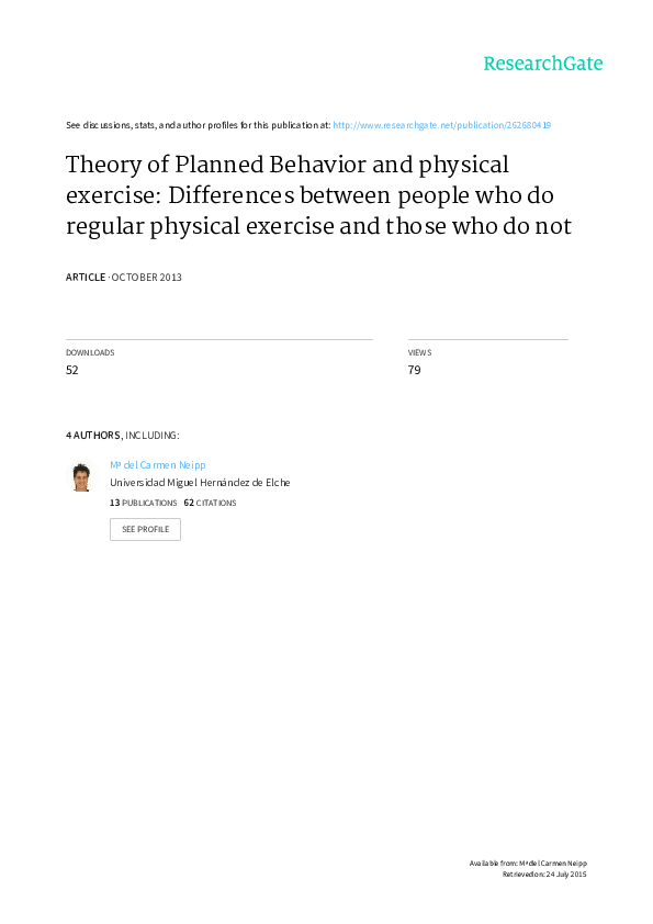 (PDF) Theory of Planned Behavior and physical exercise: Differences ...