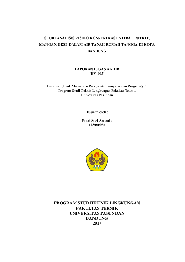 (PDF) Studi Analisis Risiko Konsentrasi Nitrat, Nitrit, Mangan, Besi ...