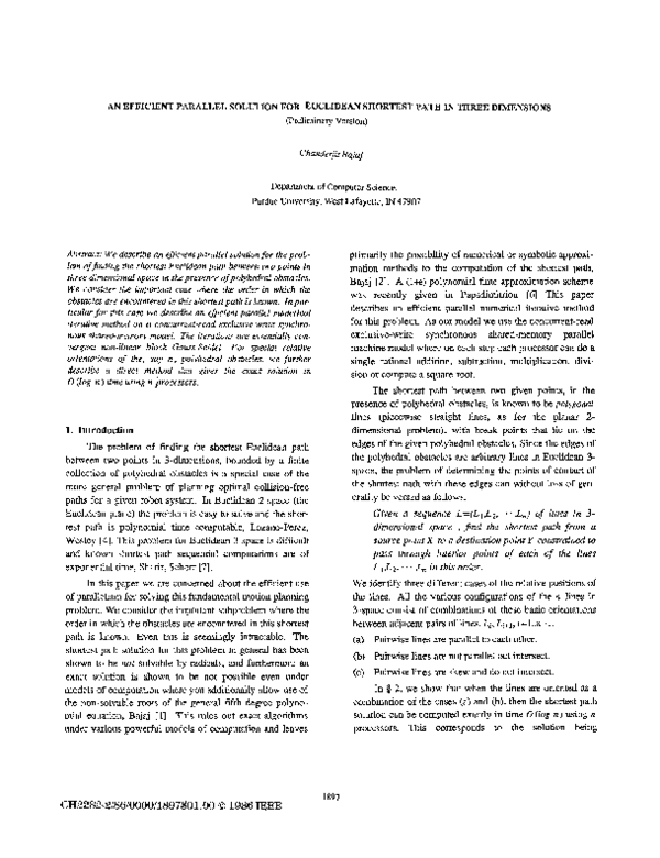 Pdf An Efficient Parallel Solution For Euclidean Shortest Path In