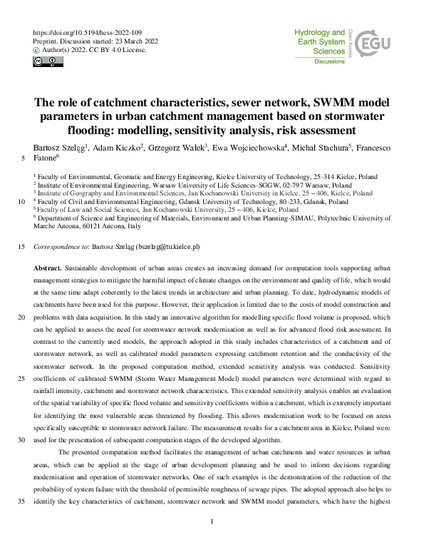 Pdf The Role Of Catchment Characteristics Sewer Network Swmm Model