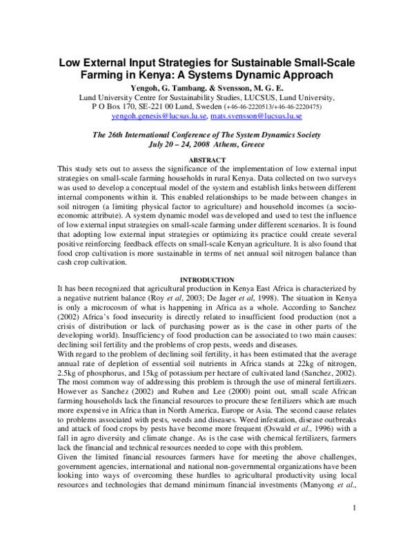 (PDF) Low External Input Strategies for Sustainable Small-Scale Farming ...