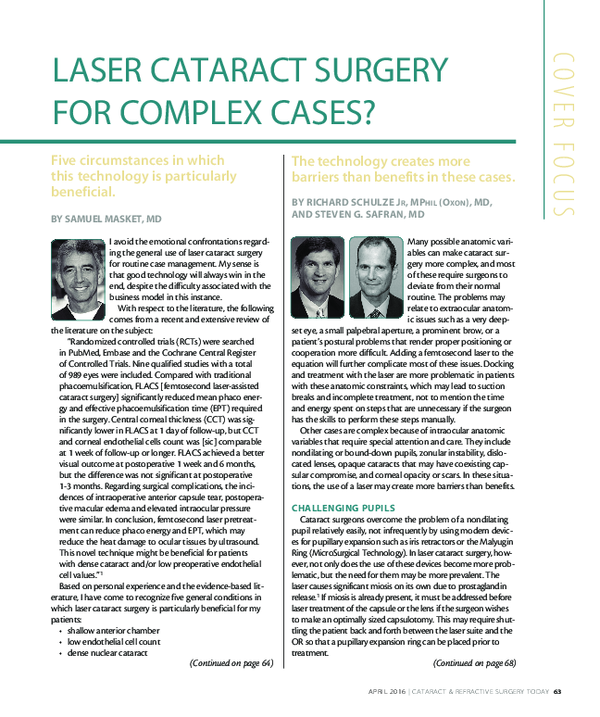 (PDF) Laser Cataract Surgery for Complex Cases?