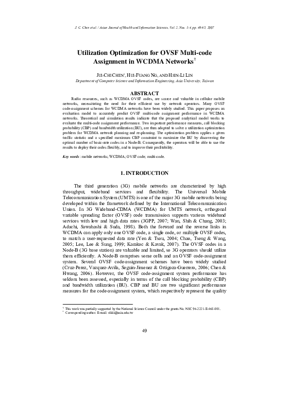 (PDF) Utilization optimization for OVSF multi-code assignment in WCDMA ...