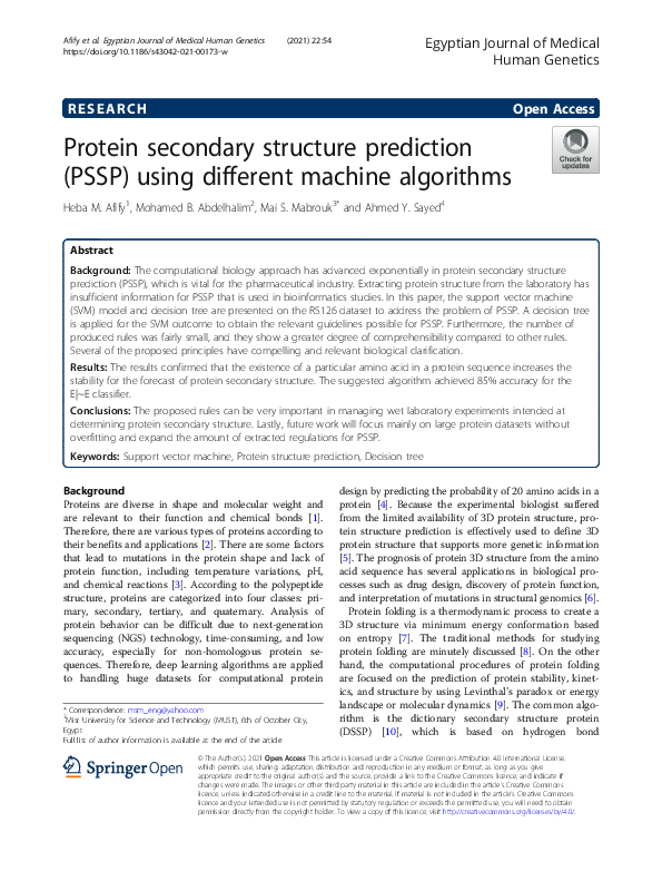 (PDF) Protein secondary structure prediction (PSSP) using different machine algorithms