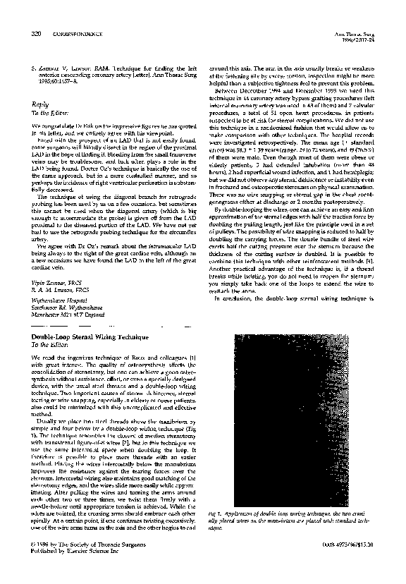 (PDF) Double-loop sternal wiring technique | Ahmet Öcal - Academia.edu