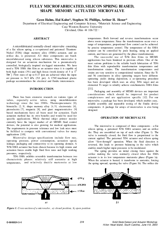 (PDF) Fully Microfabricated, Silicon Spring Biased, Shape Memory ...