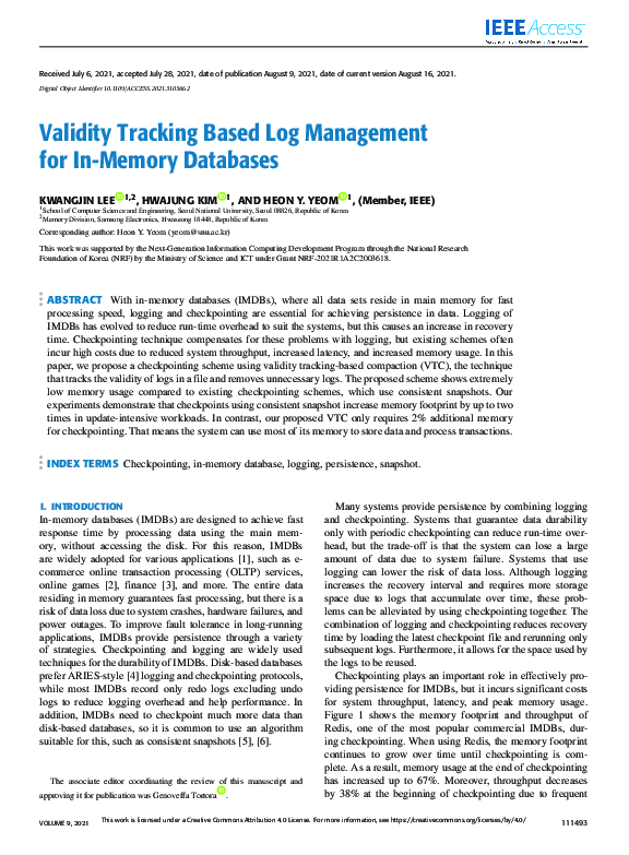 (PDF) Validity Tracking Based Log Management for In-Memory Databases ...