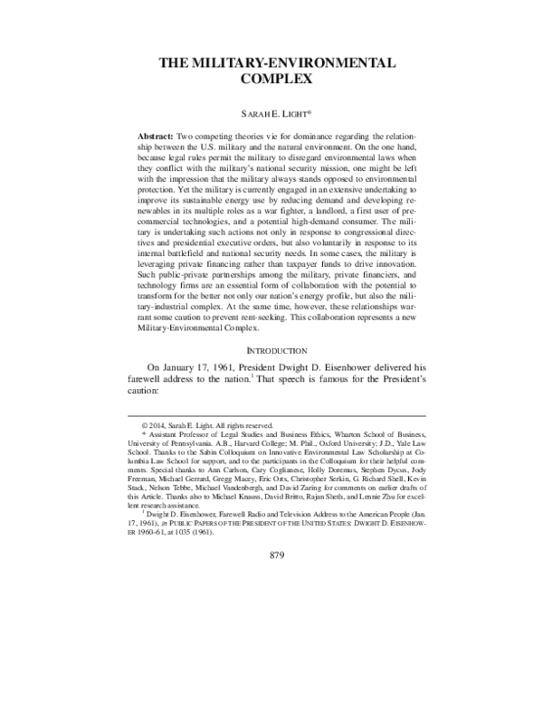 (PDF) The Military-Environmental Complex
