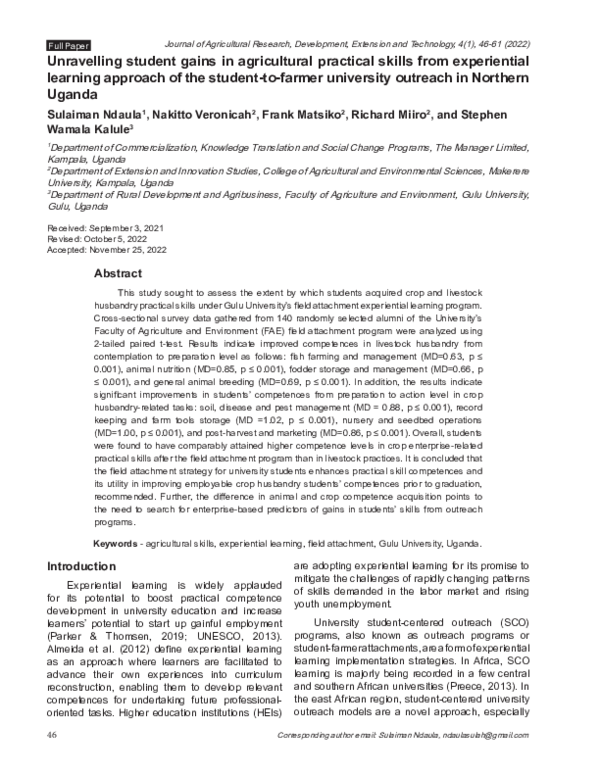 (PDF) Unravelling student gains in agricultural practical skills from ...