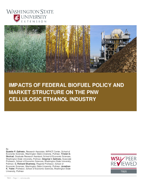 (PDF) Impacts of federal biofuel policy and market structure on the PNW ...