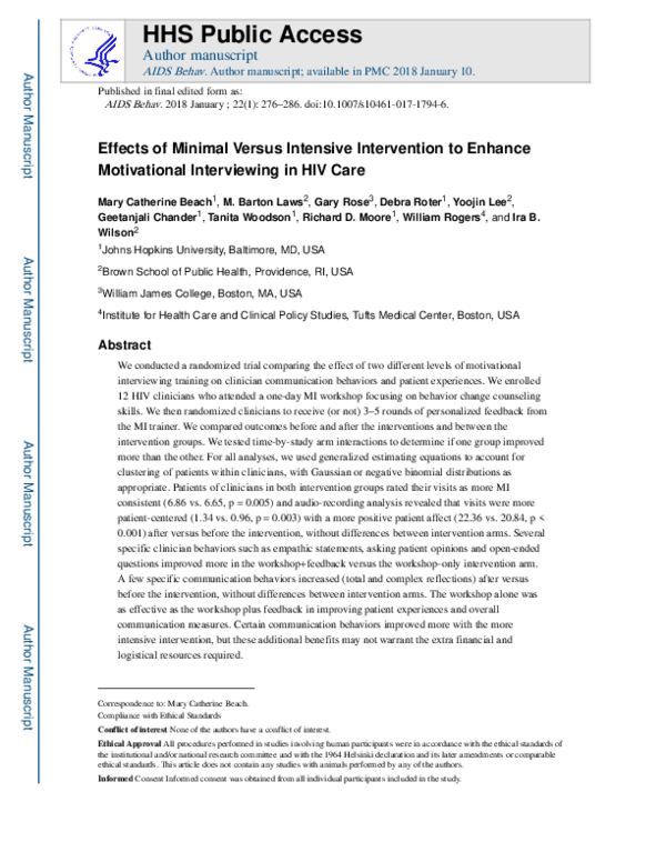 (PDF) Effects of Minimal Versus Intensive Intervention to Enhance ...