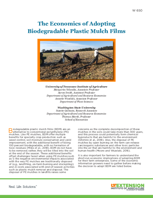 (PDF) The Economics of Adopting Biodegradable Plastic Mulch Films