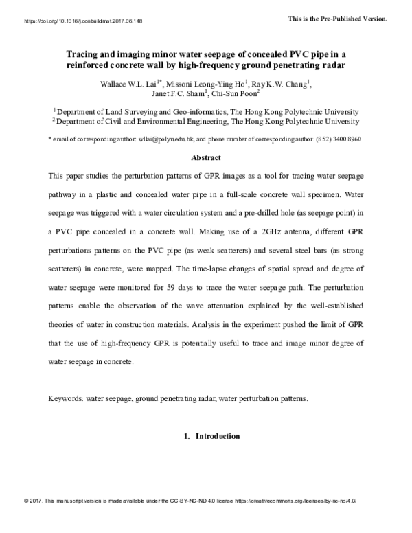 (PDF) Tracing and imaging minor water seepage of concealed PVC pipe in ...