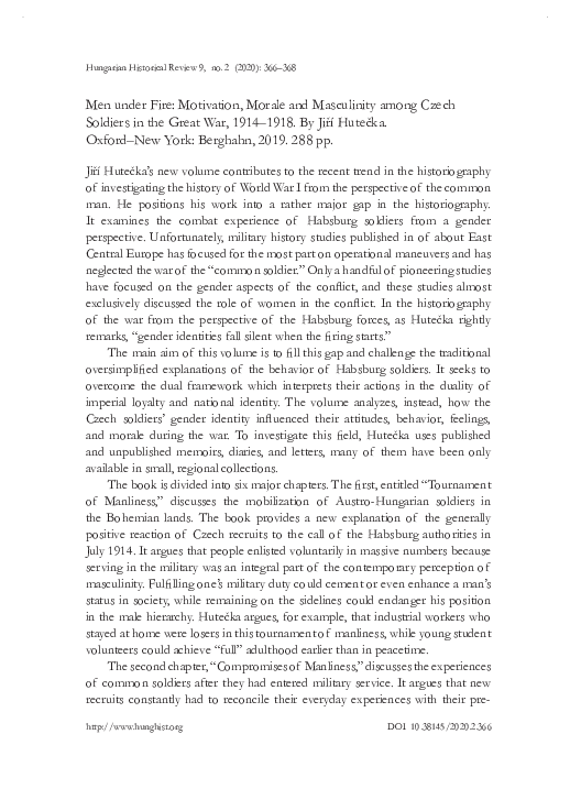 (PDF) Men under Fire: Motivation, Morale and Masculinity among Czech ...
