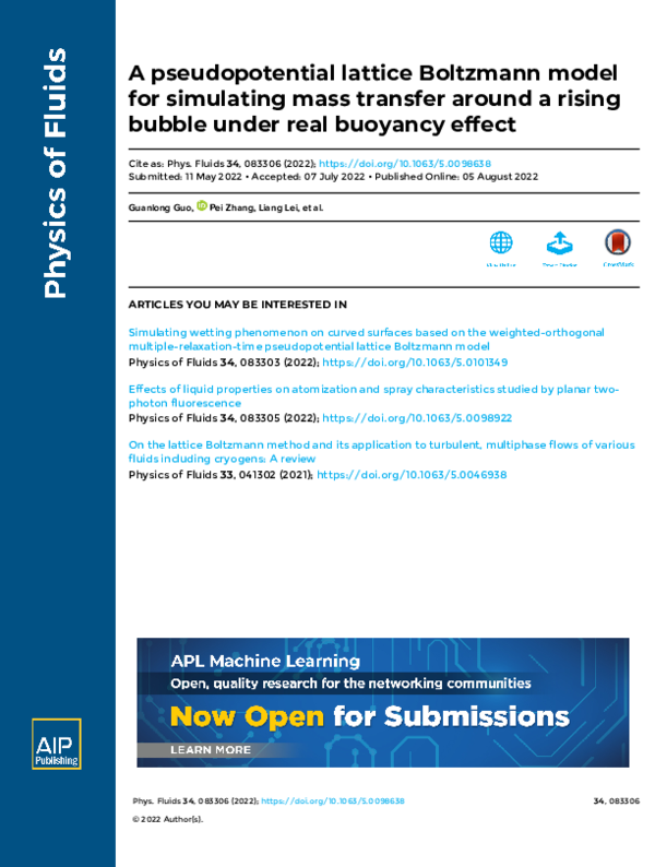 (PDF) A pseudopotential lattice Boltzmann model for simulating mass transfer around a rising ...