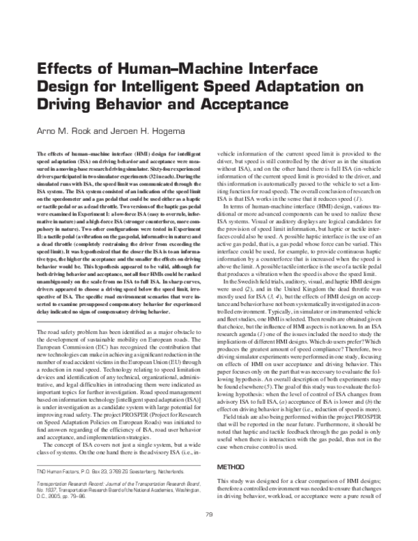 (PDF) Effects of Human-Machine Interface Design for Intelligent Speed ...