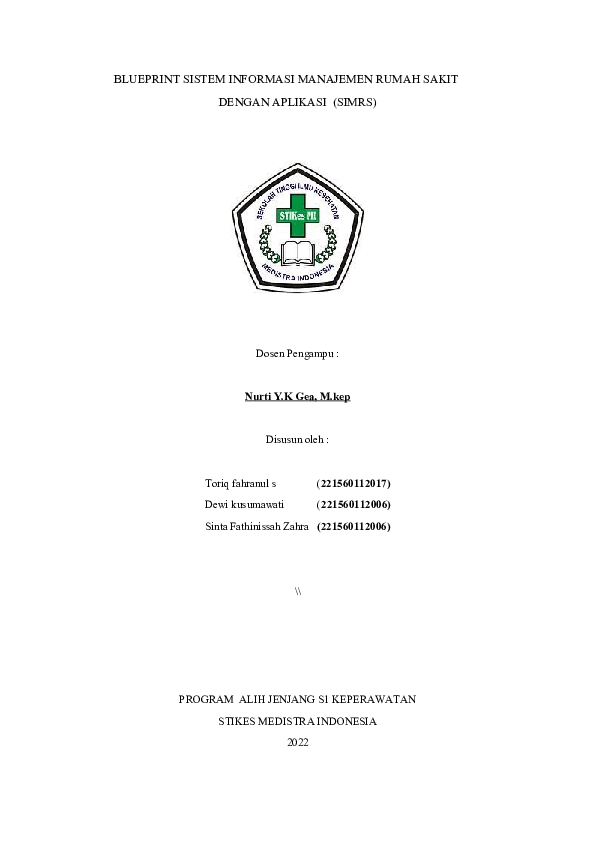 (DOC) BLUEPRINT SISTEM INFORMASI MANAJEMEN RUMAH SAKIT DENGAN APLIKASI