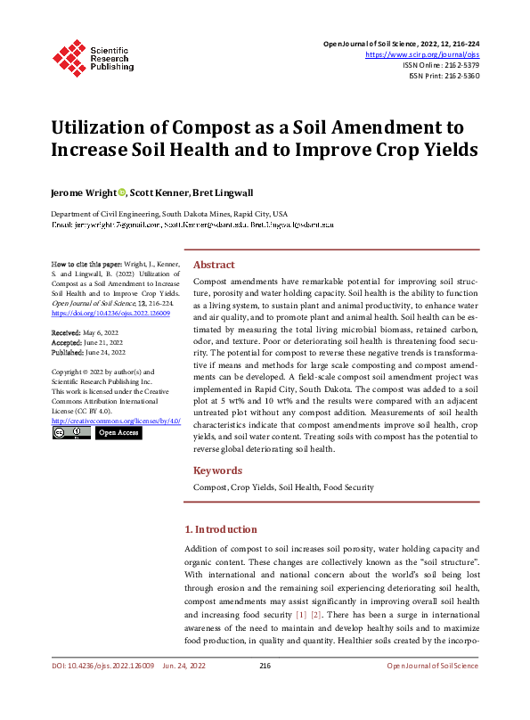 (PDF) Utilization of Compost as a Soil Amendment to Increase Soil ...