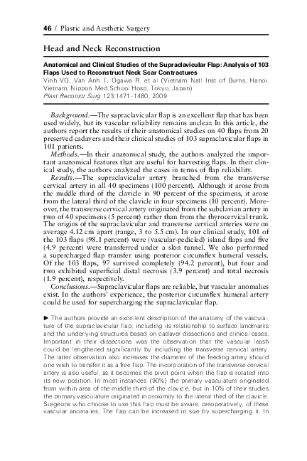 (PDF) Anatomical and Clinical Studies of the Supraclavicular Flap ...