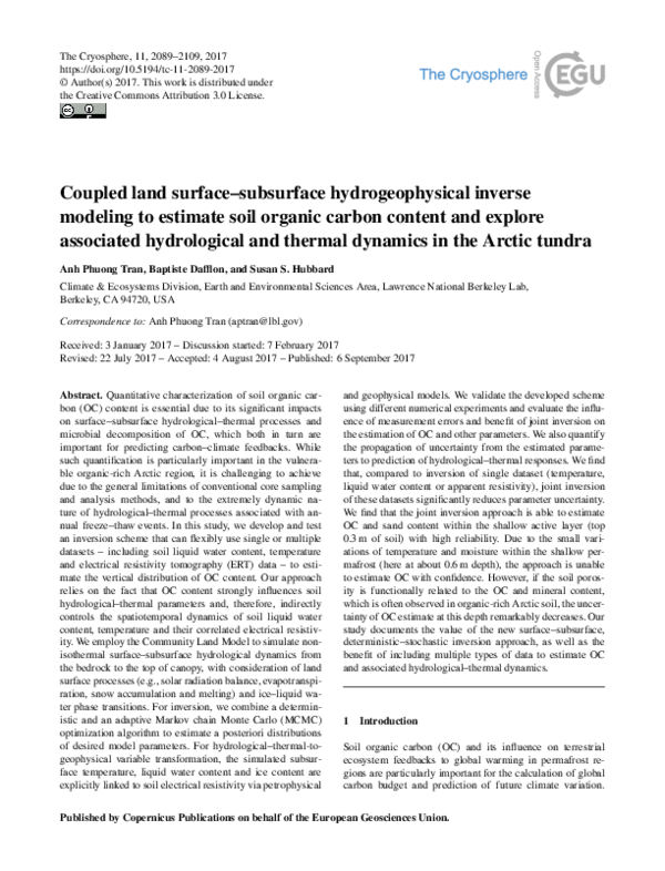 (PDF) Coupled land surface–subsurface hydrogeophysical inverse modeling ...