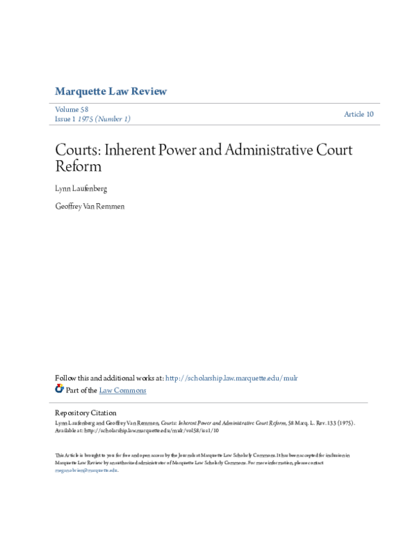 (PDF) Courts: Inherent Power and Administrative Court Reform