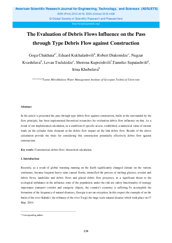 (PDF) The Evaluation of Debris Flows Influence on the Pass Through Type Debris Flow against ...