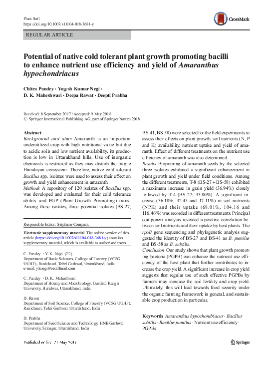 (PDF) Potential of native cold tolerant plant growth promoting bacilli ...