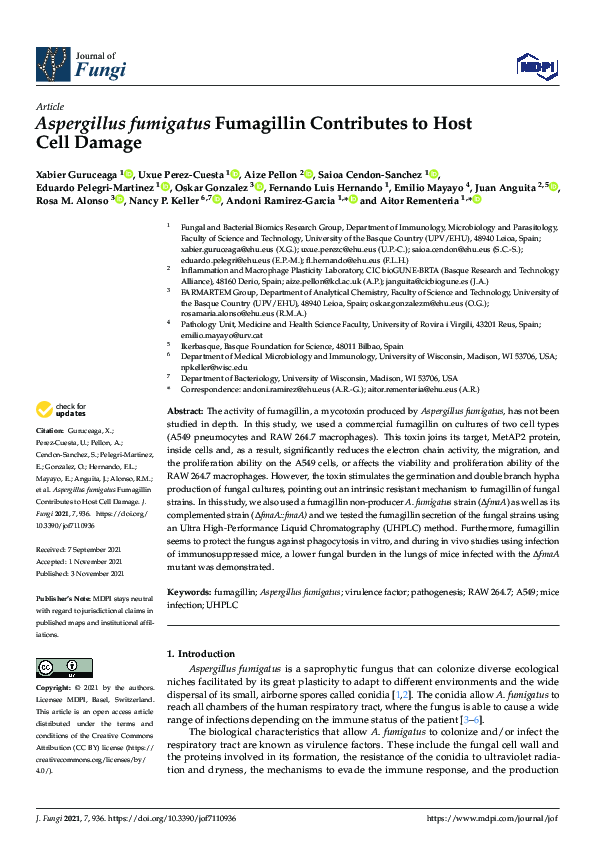 (PDF) Aspergillus fumigatus Fumagillin Contributes to Host Cell Damage