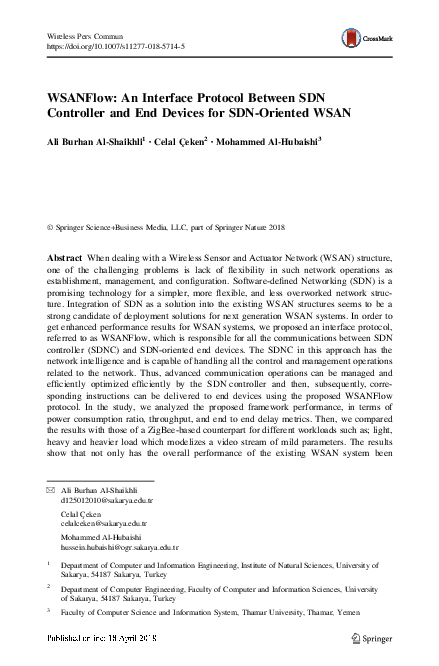 (PDF) WSANFlow: An Interface Protocol Between SDN Controller and End ...