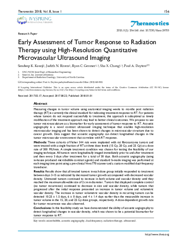 (PDF) Early Assessment of Tumor Response to Radiation Therapy Using High-Resolution Quantitative ...