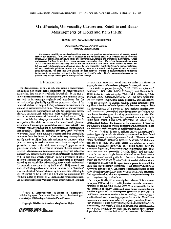 (PDF) Multifractals, universality classes and satellite and radar measurements of cloud and rain ...