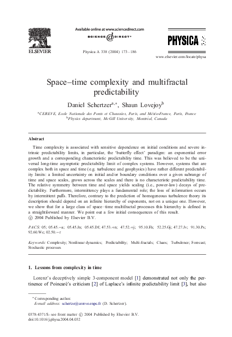 (PDF) Space–time complexity and multifractal predictability