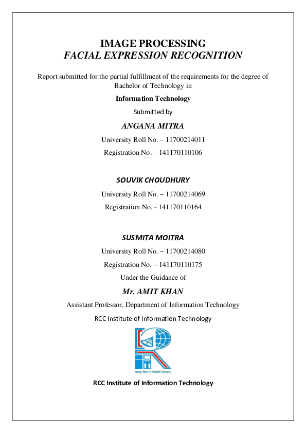 (PDF) Image Processing Facial Expression Recognition